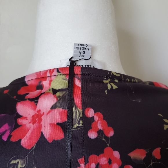 Unique Vintage | Dresses | Black Red Cabbage Rose Print Jennie Wrap ...